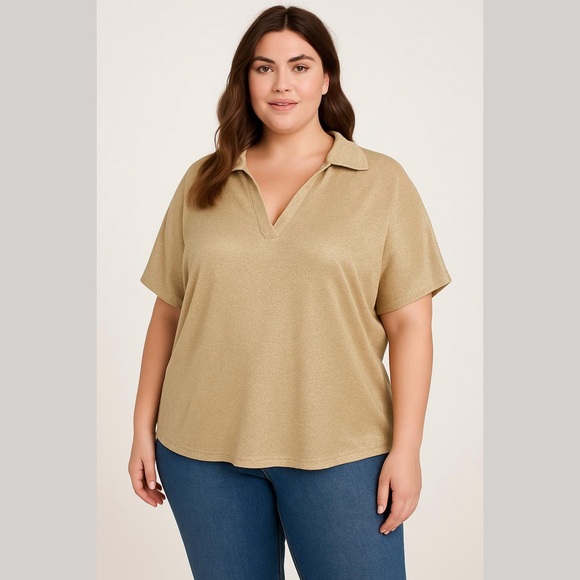 Simply Vera Vera Wang | Tops | New Simply Vera Gold Sparkle Polo Top ...